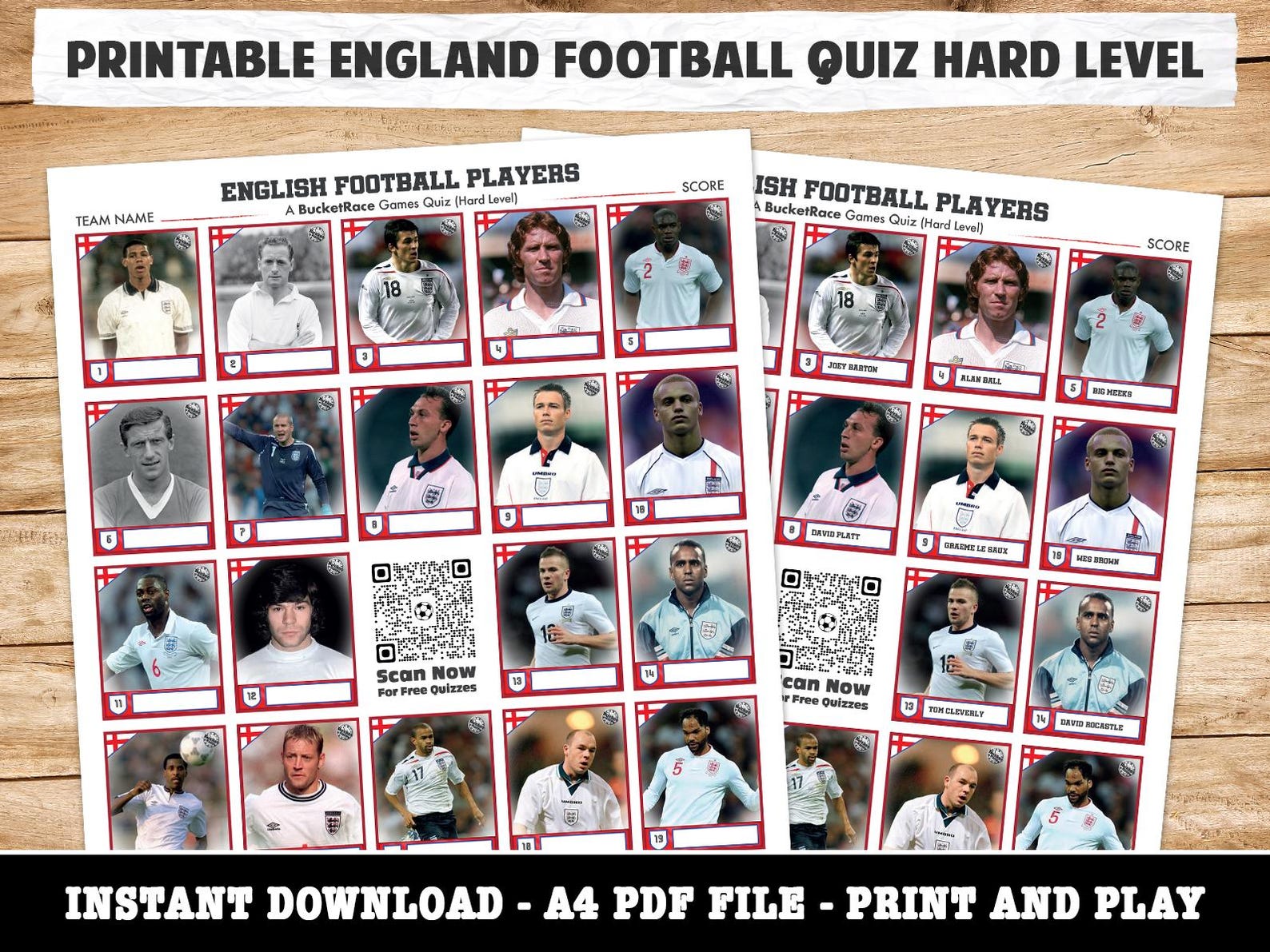 Printable England Players Football Picture Quiz Hard Level - Etsy