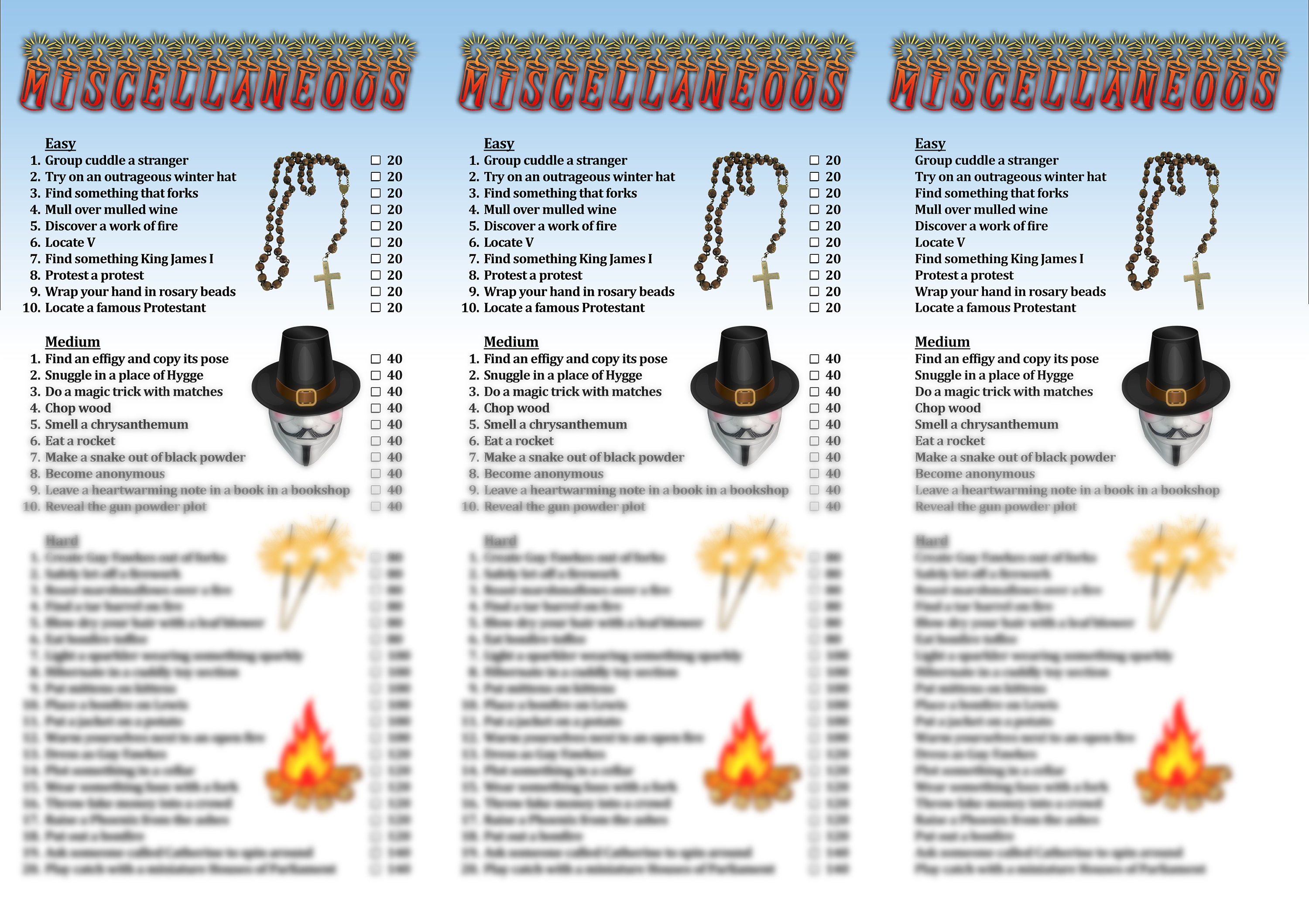 Printable Guy Fawkes Scavenger Hunt Game - Etsy UK