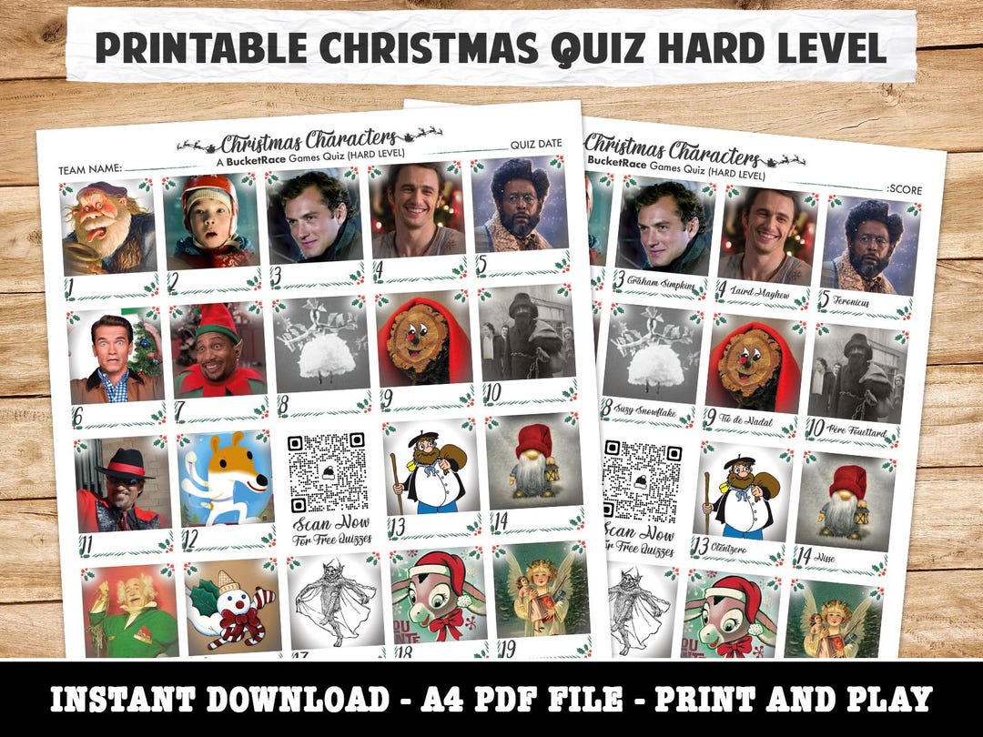 Printable Christmas Character Picture Quiz Hard Level - Etsy
