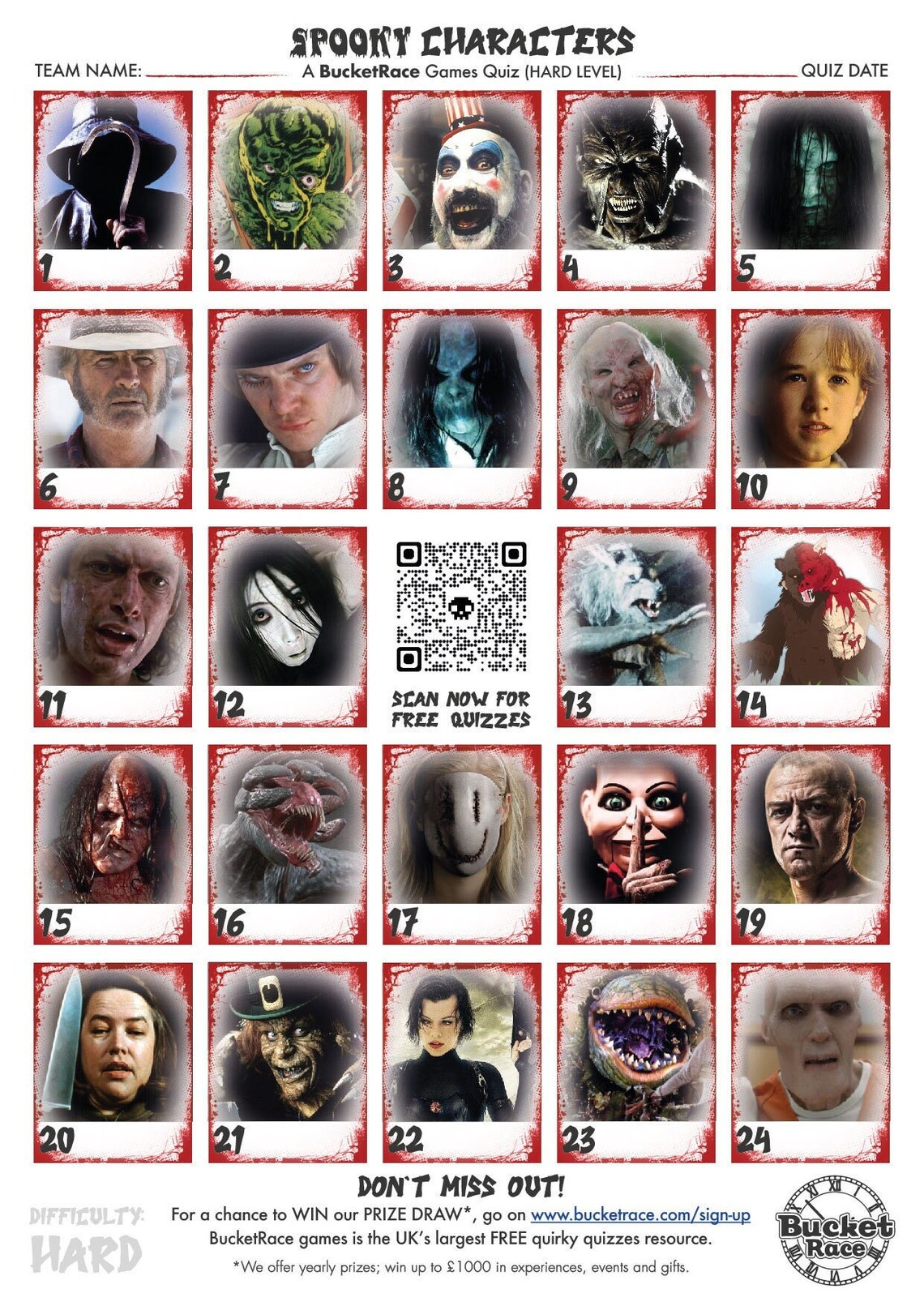 Printable Halloween Spooky Character Picture Quiz Hard Level - Etsy