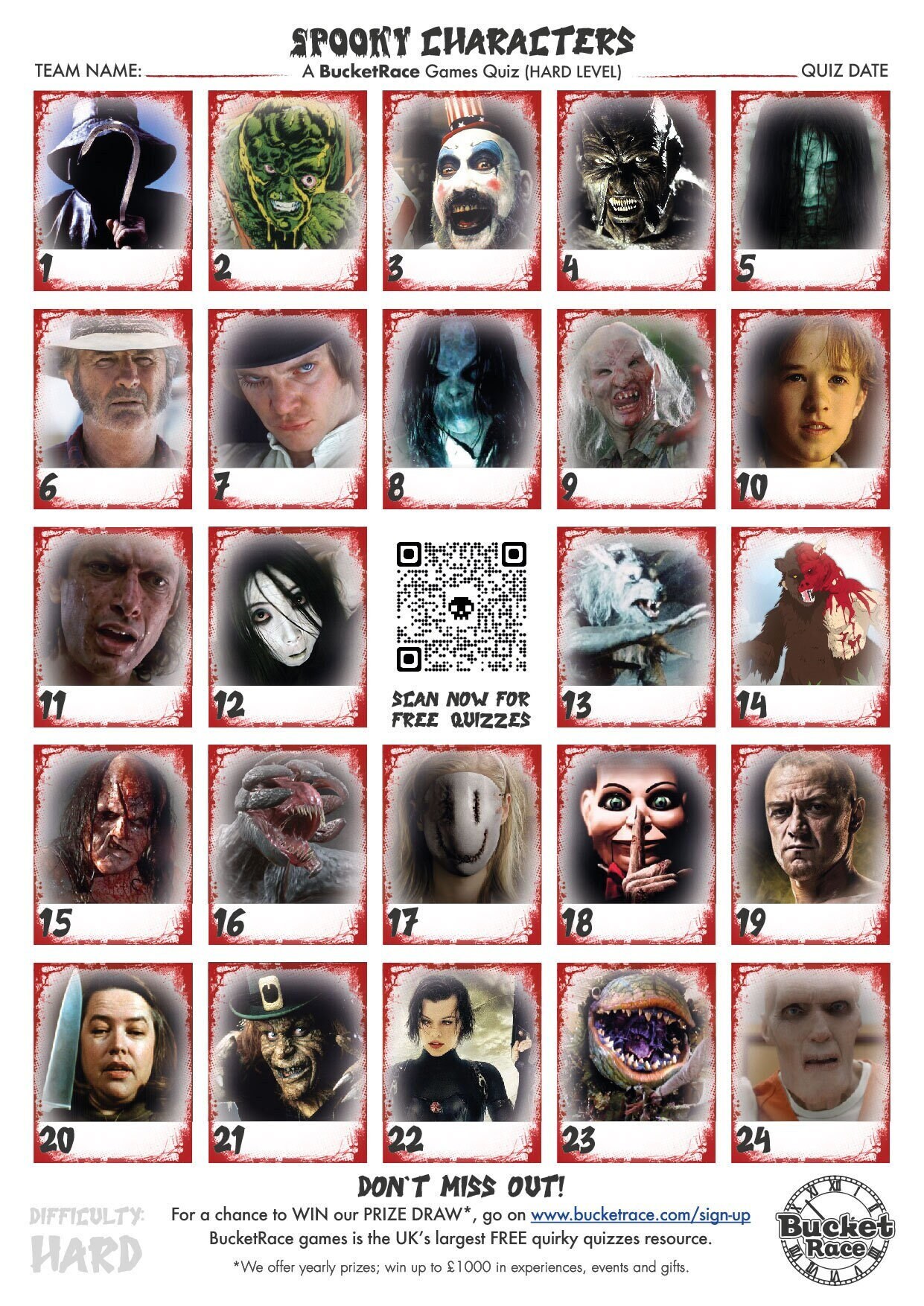Printable Halloween Spooky Character Picture Quiz Hard Level - Etsy