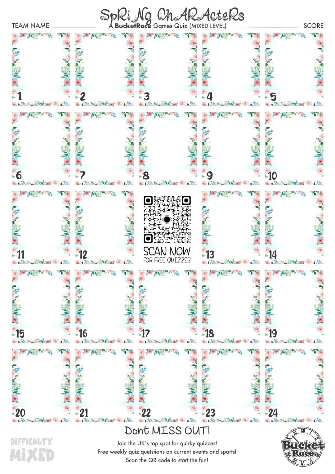 Printable Spring Character Picture Quiz Easy Level - Etsy