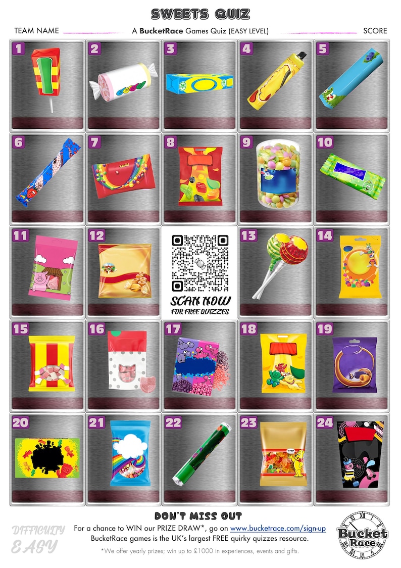 Printable Sweets Picture Quiz Easy Level - Etsy