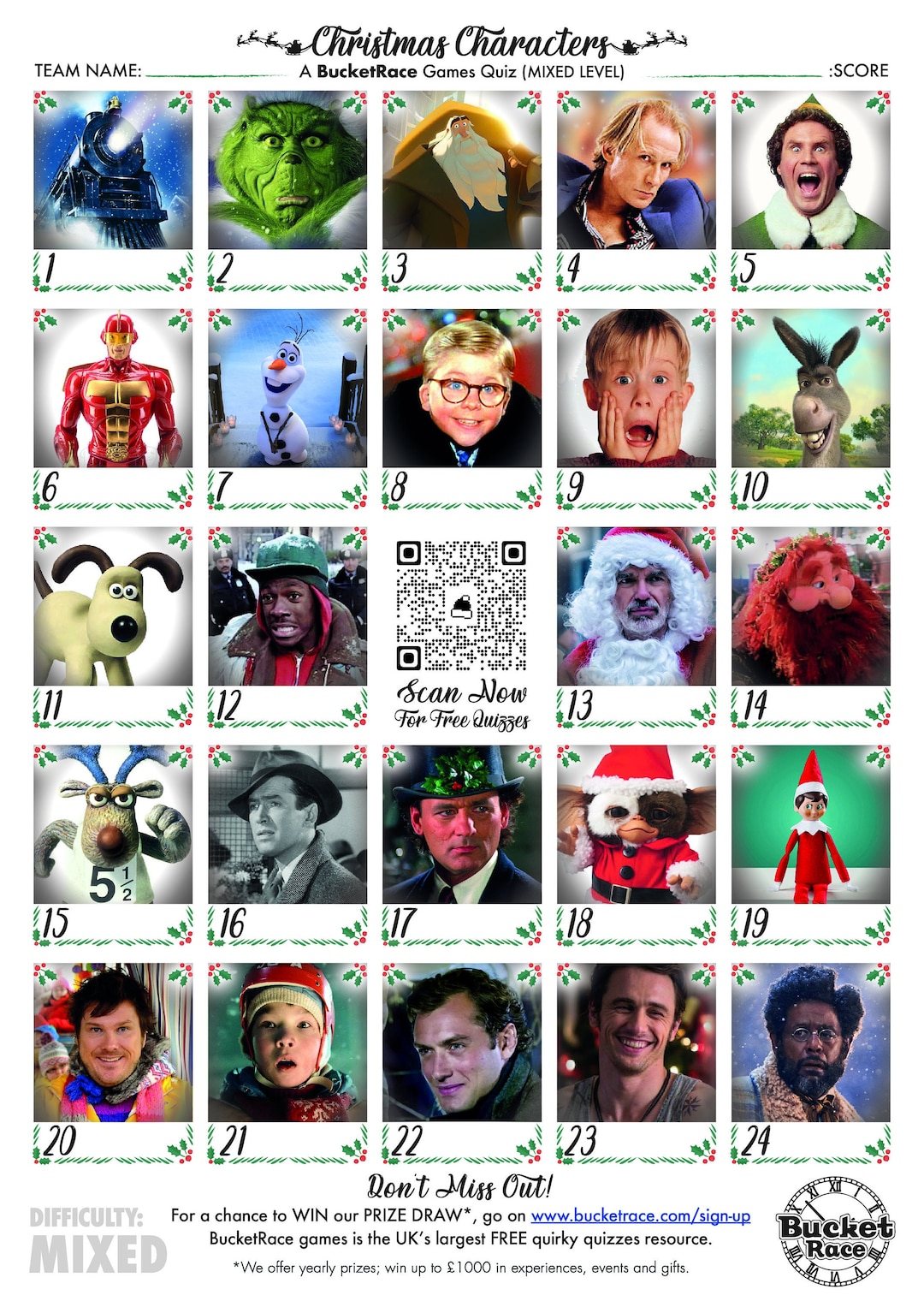 Printable Christmas Character Picture Quiz Pack - Etsy
