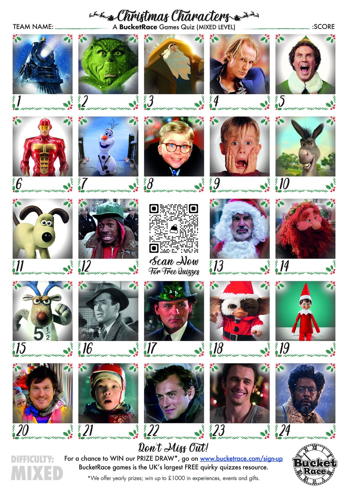 Printable Christmas Character Picture Quiz Pack - Etsy