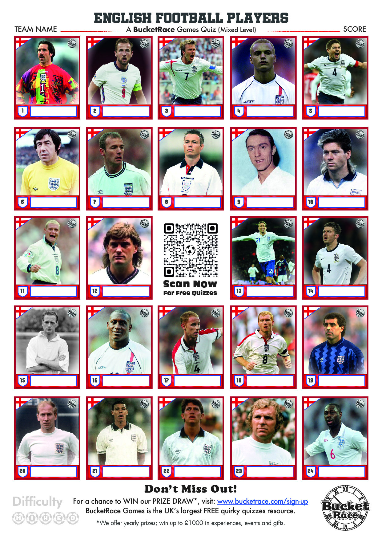 Printable England Players Football Picture Quiz Pack Active - Etsy