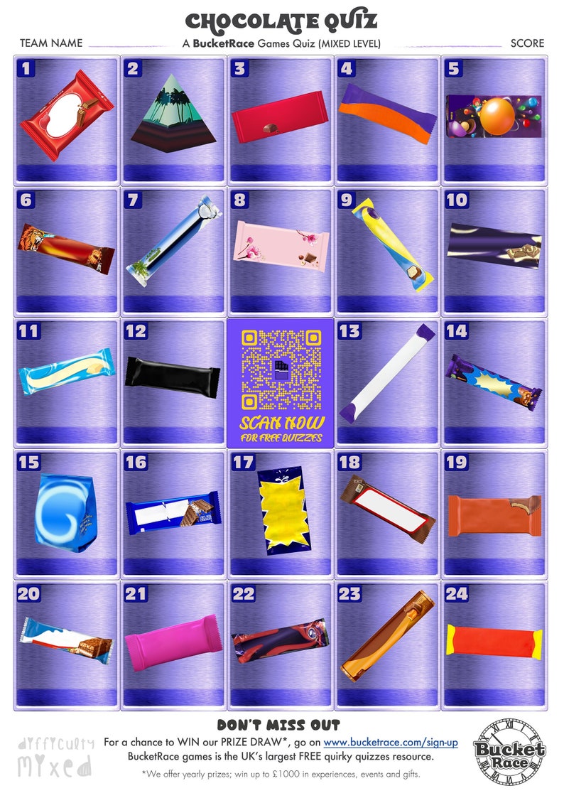 Printable Chocolate Picture Quiz Mixed Level - Etsy