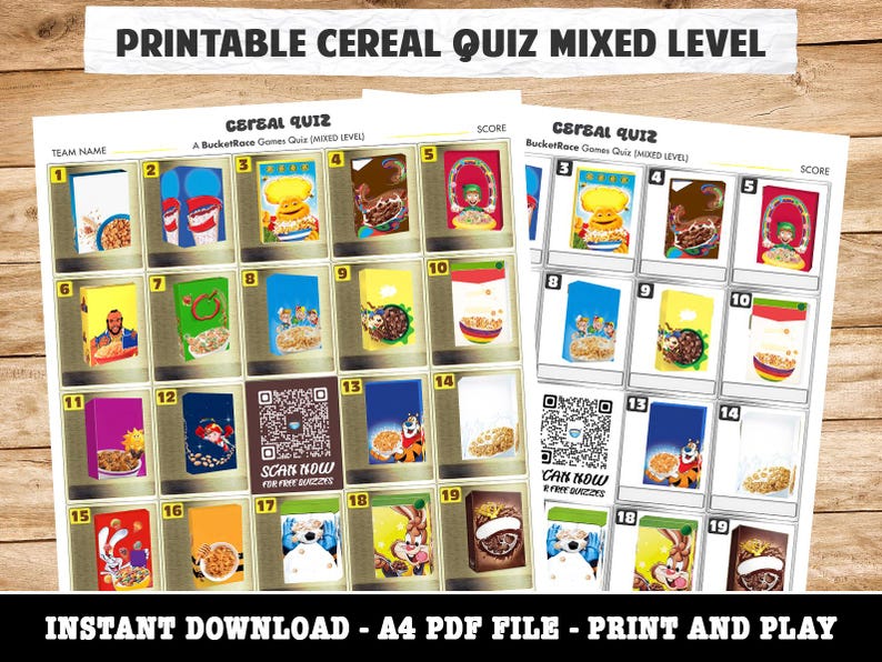 Printable Cereal Picture Quiz Mixed Level - Etsy
