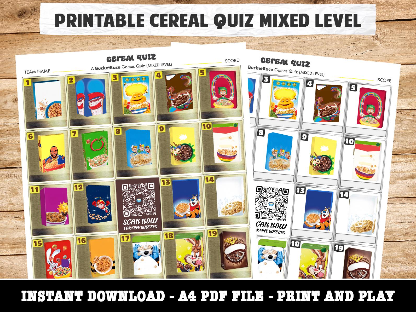 Printable Cereal Picture Quiz Mixed Level - Etsy