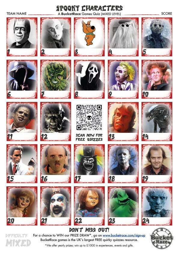 Printable Halloween Spooky Character Picture Quiz Mixed Level - Etsy