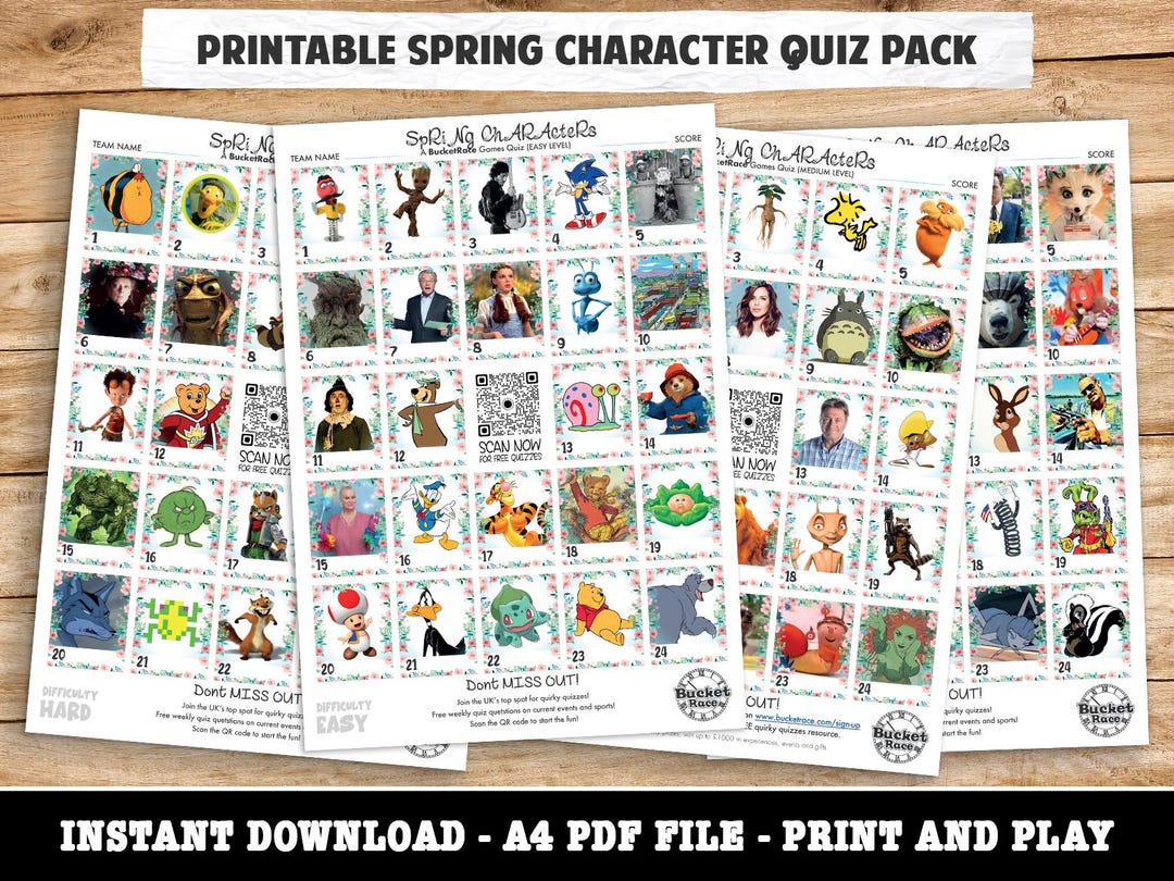 Printable Spring Character Picture Quiz Pack - Etsy UK