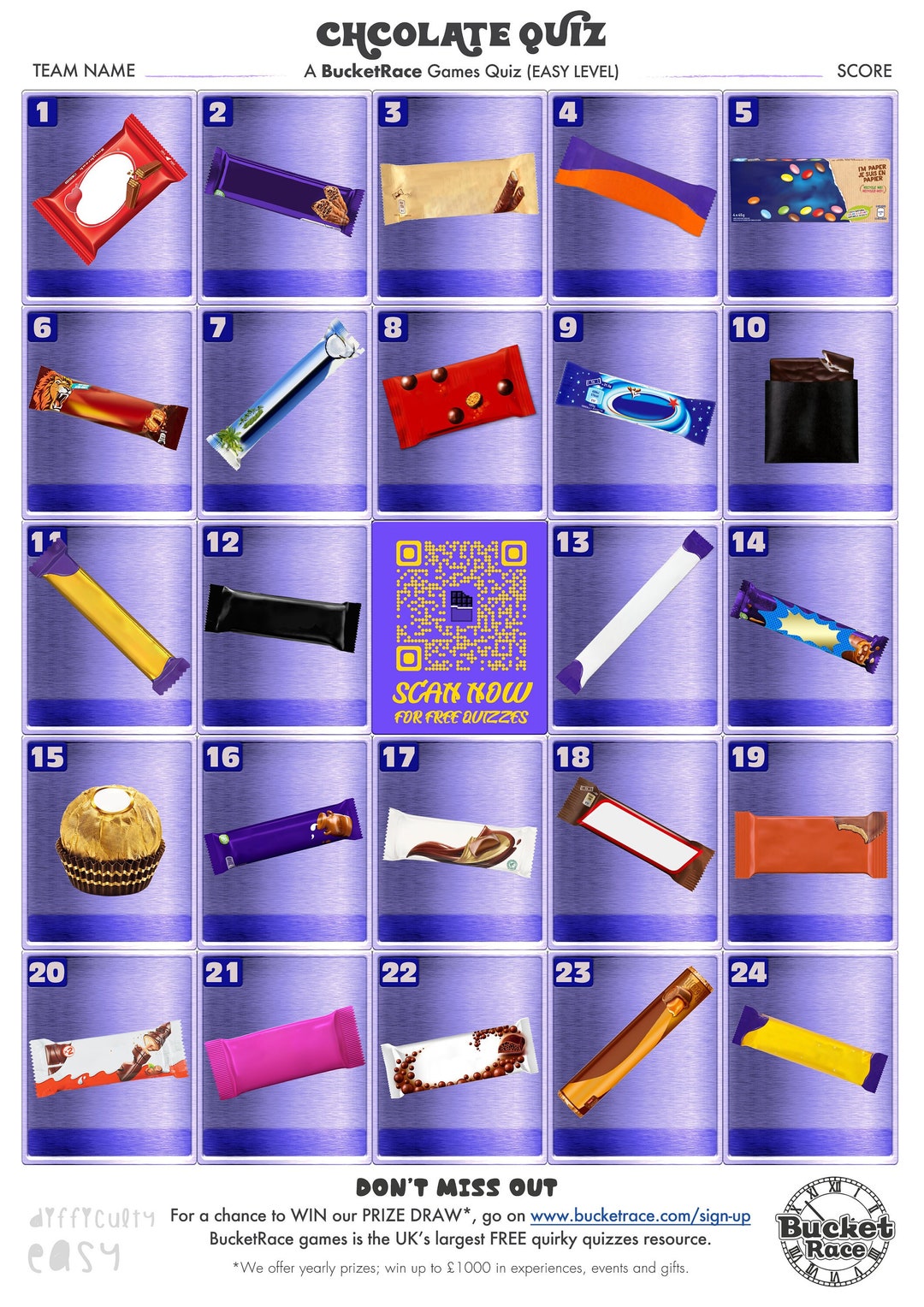 Printable Chocolate Picture Quiz Easy Level - Etsy