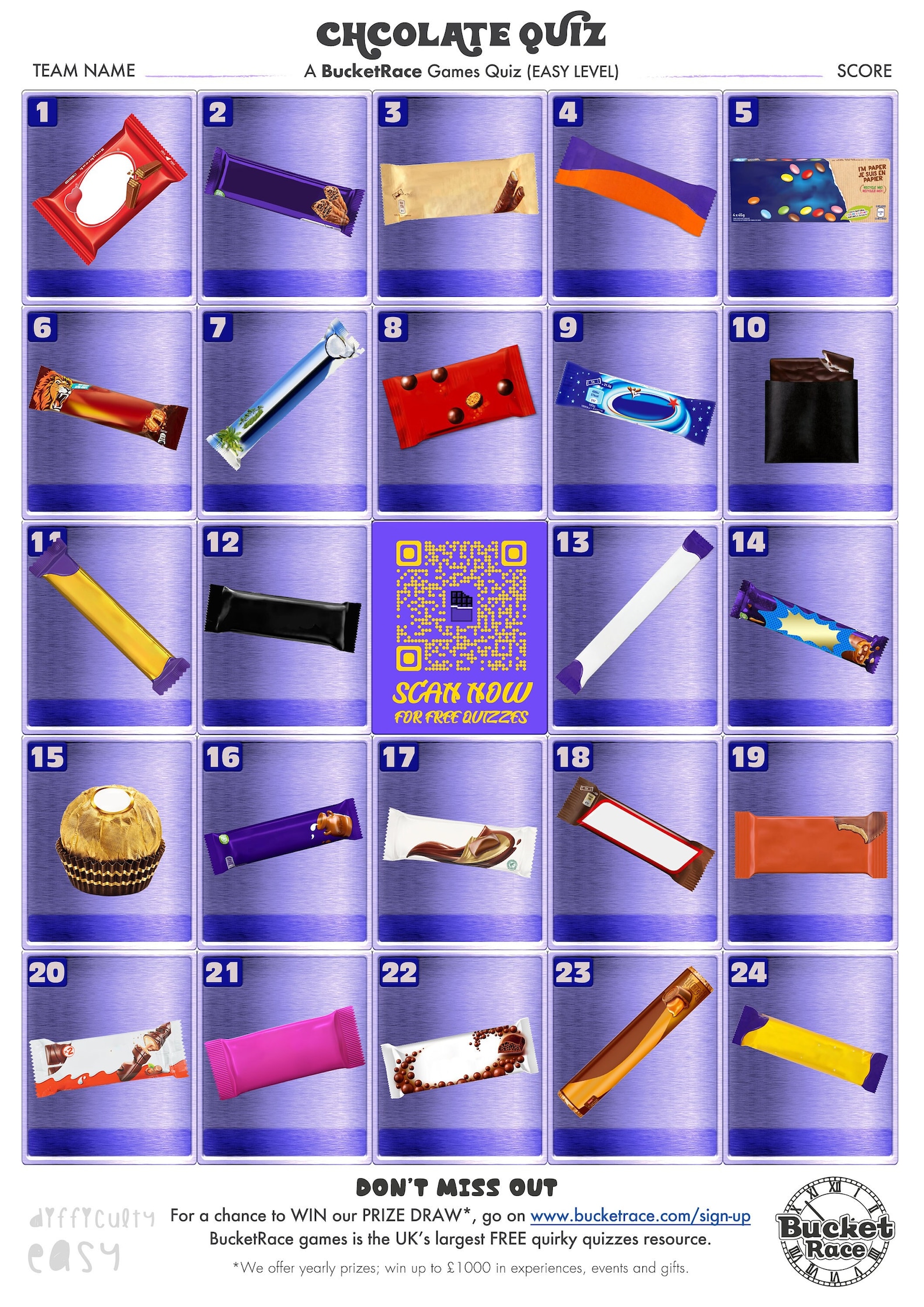 Printable Chocolate Picture Quiz Easy Level - Etsy