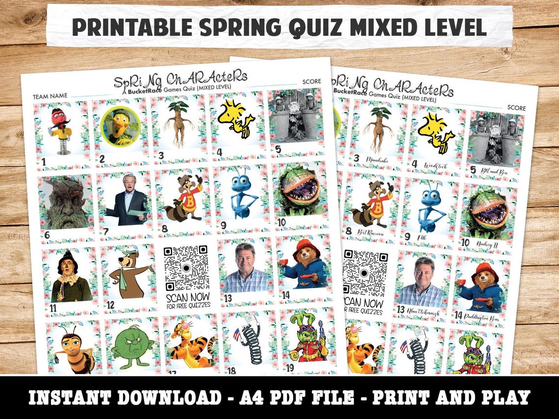Printable Spring Character Picture Quiz Mixed Level - Etsy