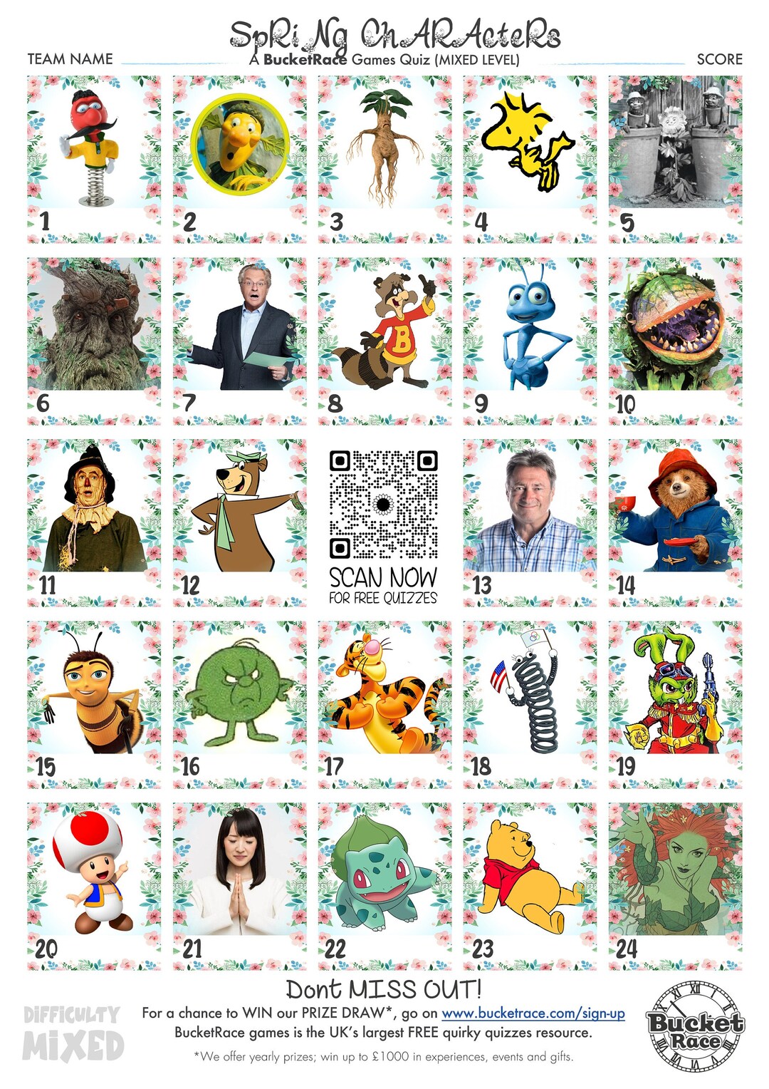 Printable Spring Character Picture Quiz Pack - Etsy UK