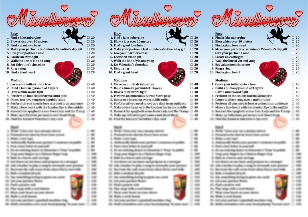 Printable Valentine's Scavenger Hunt Game - Etsy