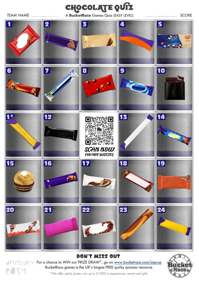 Printable Chocolate Picture Quiz Easy Level - Etsy