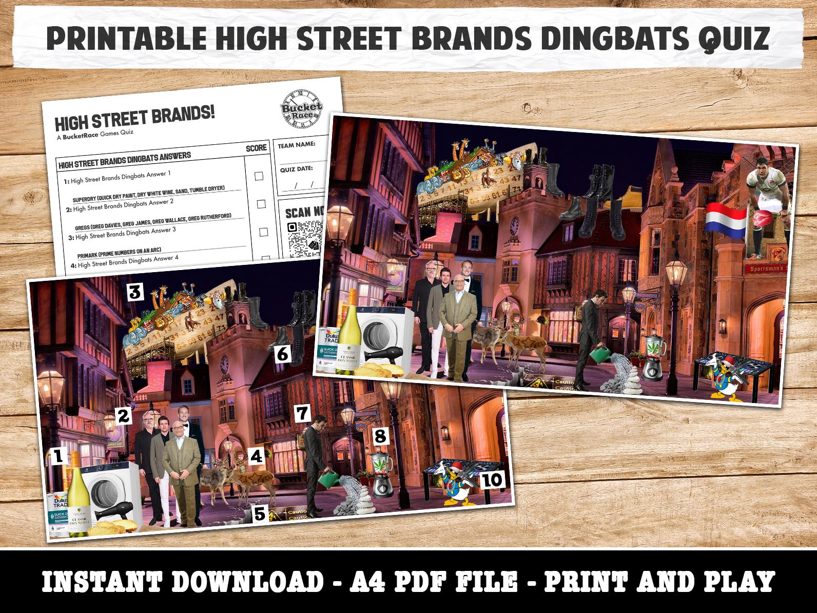 Printable High Street Brands Dingbats Quiz - Etsy