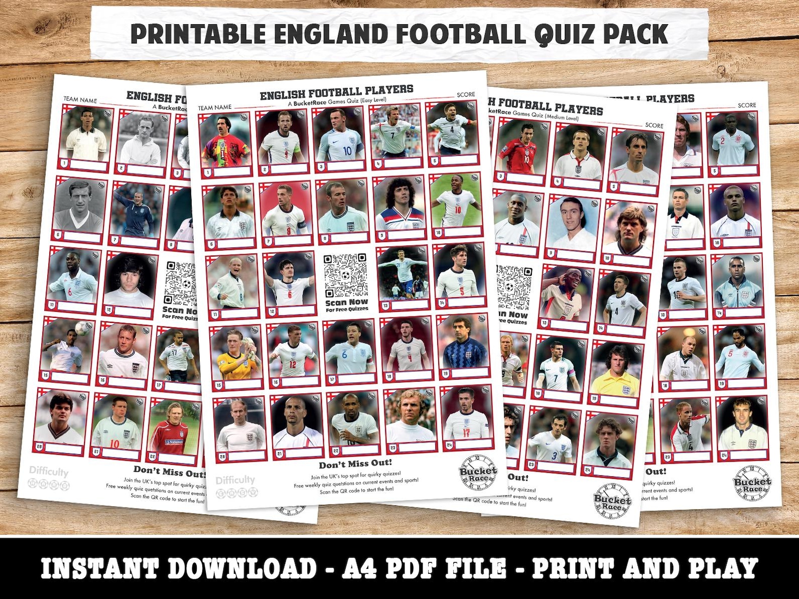 Printable England Players Football Picture Quiz Pack Active - Etsy