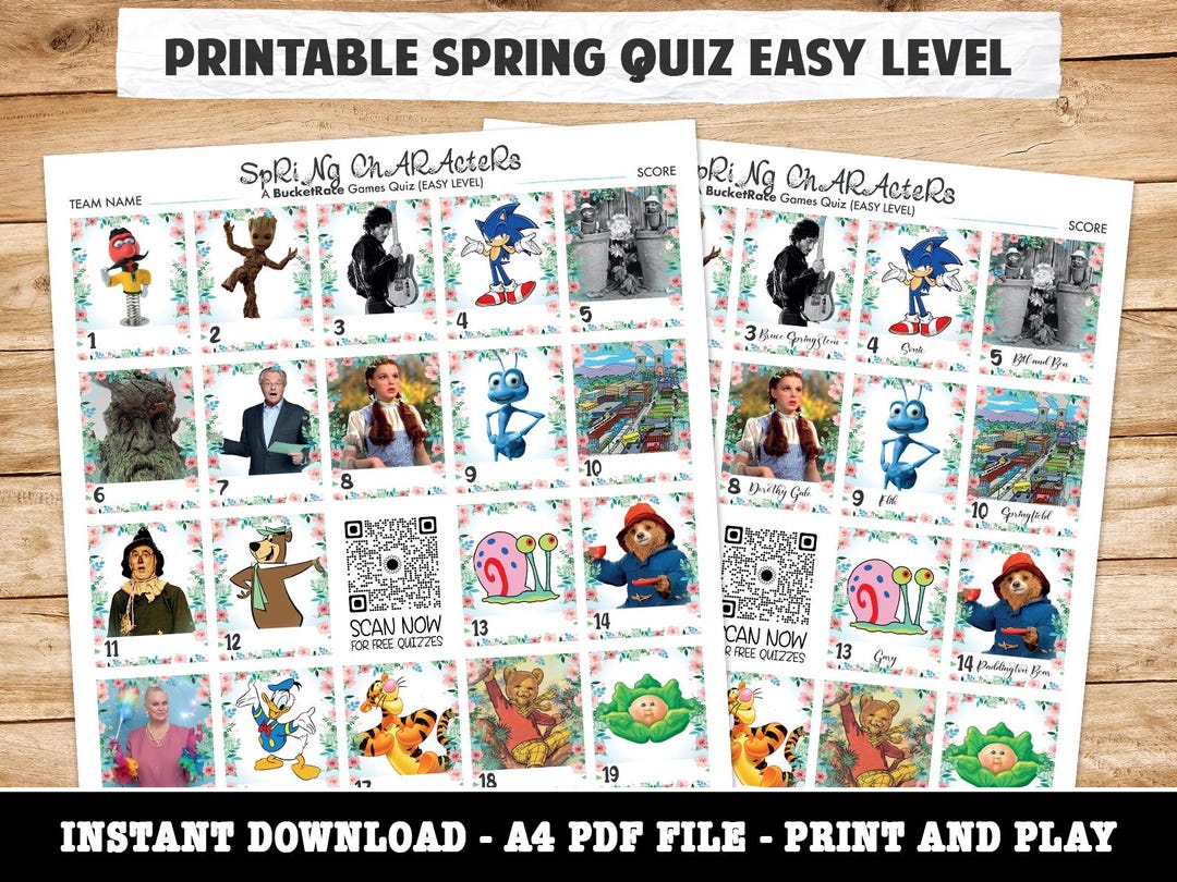 Printable Spring Character Picture Quiz Easy Level - Etsy