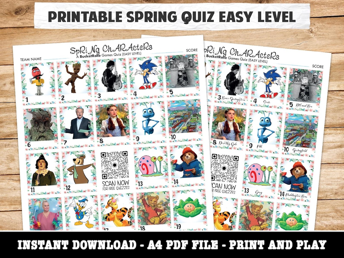 Printable Spring Character Picture Quiz Easy Level - Etsy
