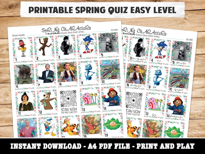 Printable Spring Character Picture Quiz Easy Level - Etsy