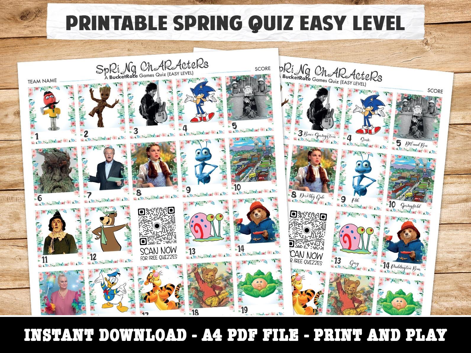 Printable Spring Character Picture Quiz Easy Level - Etsy
