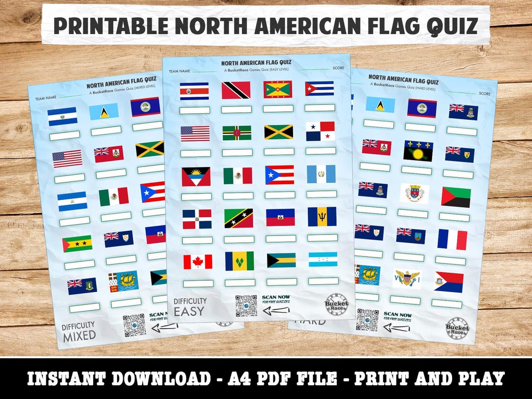 North American Flag Quiz Pack - Etsy