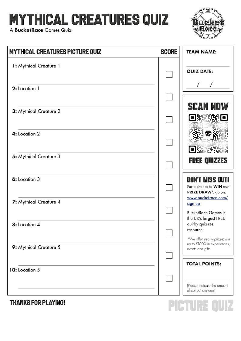 Mythical Creatures Picture Quiz powerpoint and Printable - Etsy