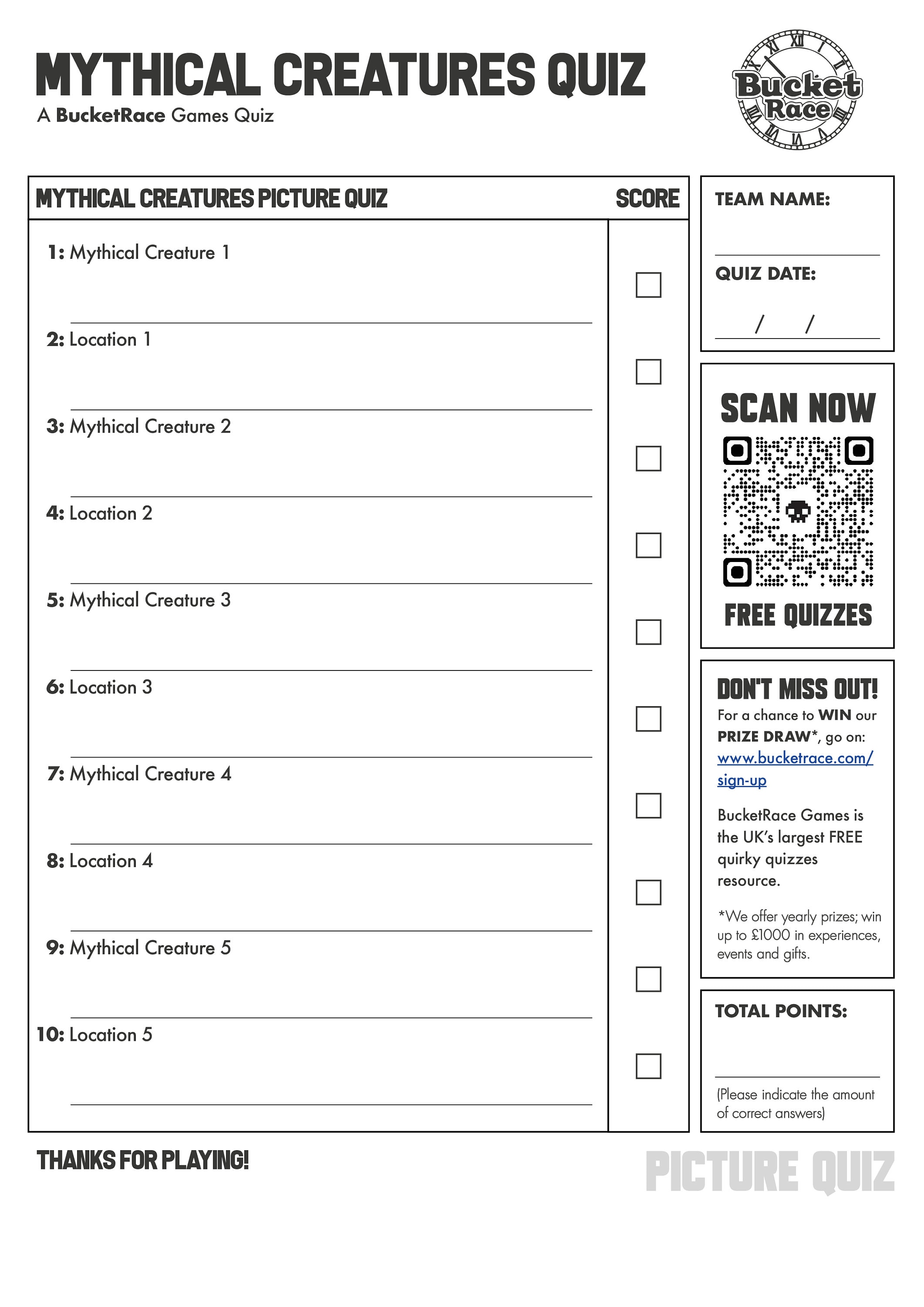 Mythical Creatures Picture Quiz powerpoint and Printable - Etsy