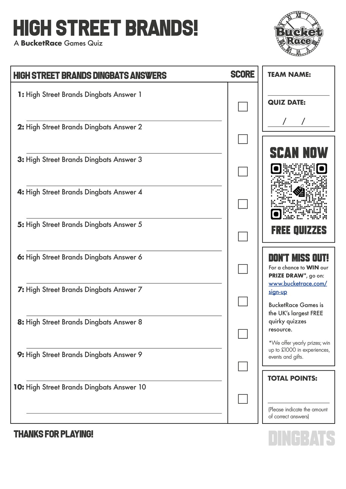 Printable High Street Brands Dingbats Quiz - Etsy