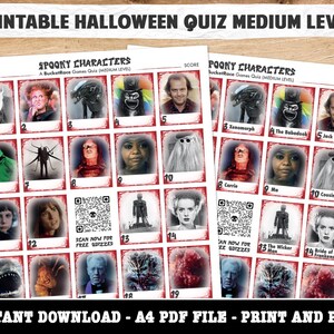 Printable Halloween Spooky Character Picture Quiz Medium Level - Etsy