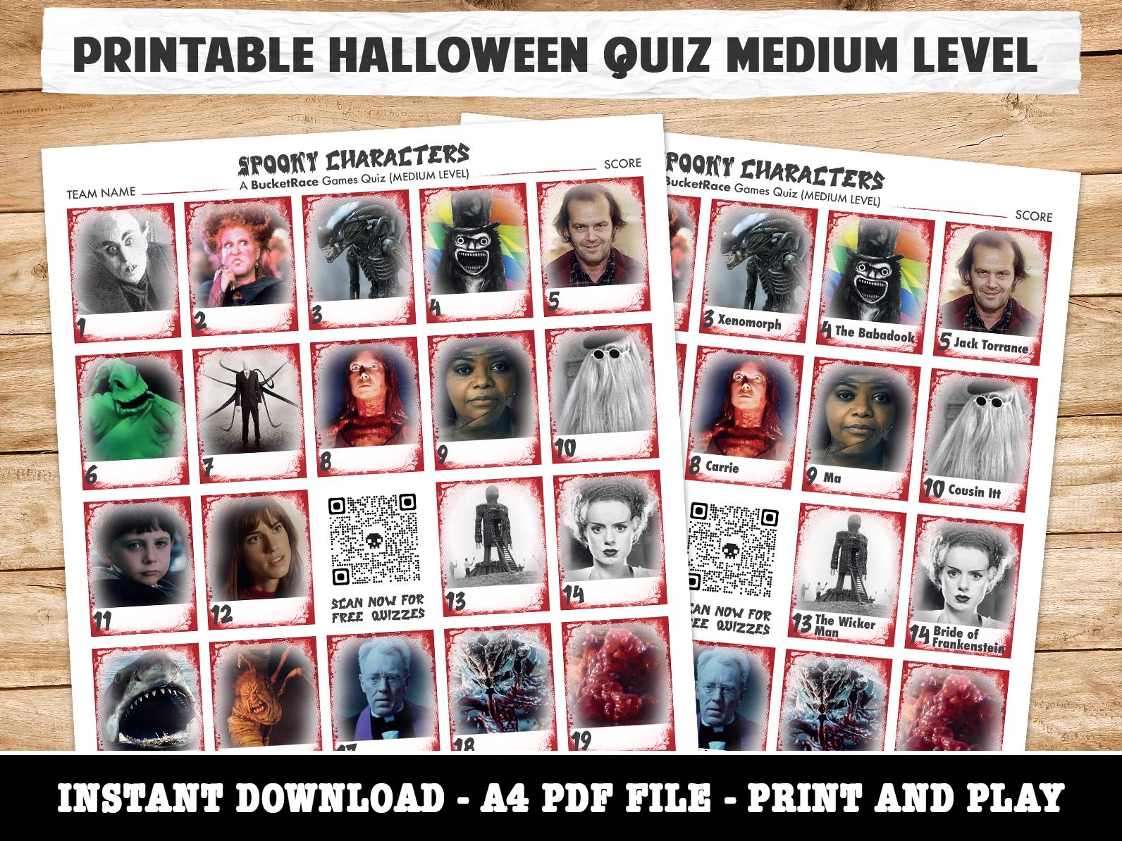 Printable Halloween Spooky Character Picture Quiz Medium Level - Etsy