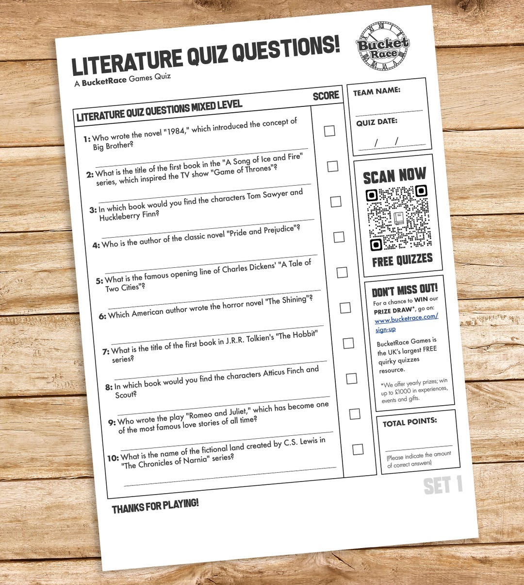 10 Literature Quiz Questions and Answers Set 1 - Etsy