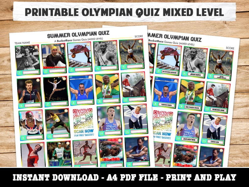 Printable Summer Olympian Picture Quiz Mixed Level - Etsy