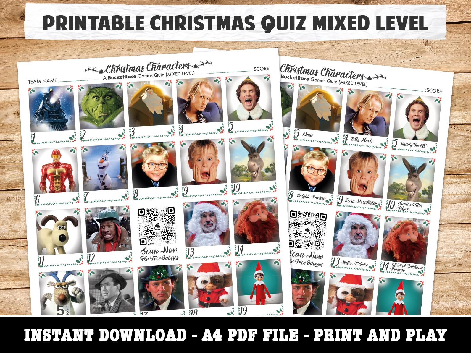 Printable Christmas Character Picture Quiz Mixed Level - Etsy UK
