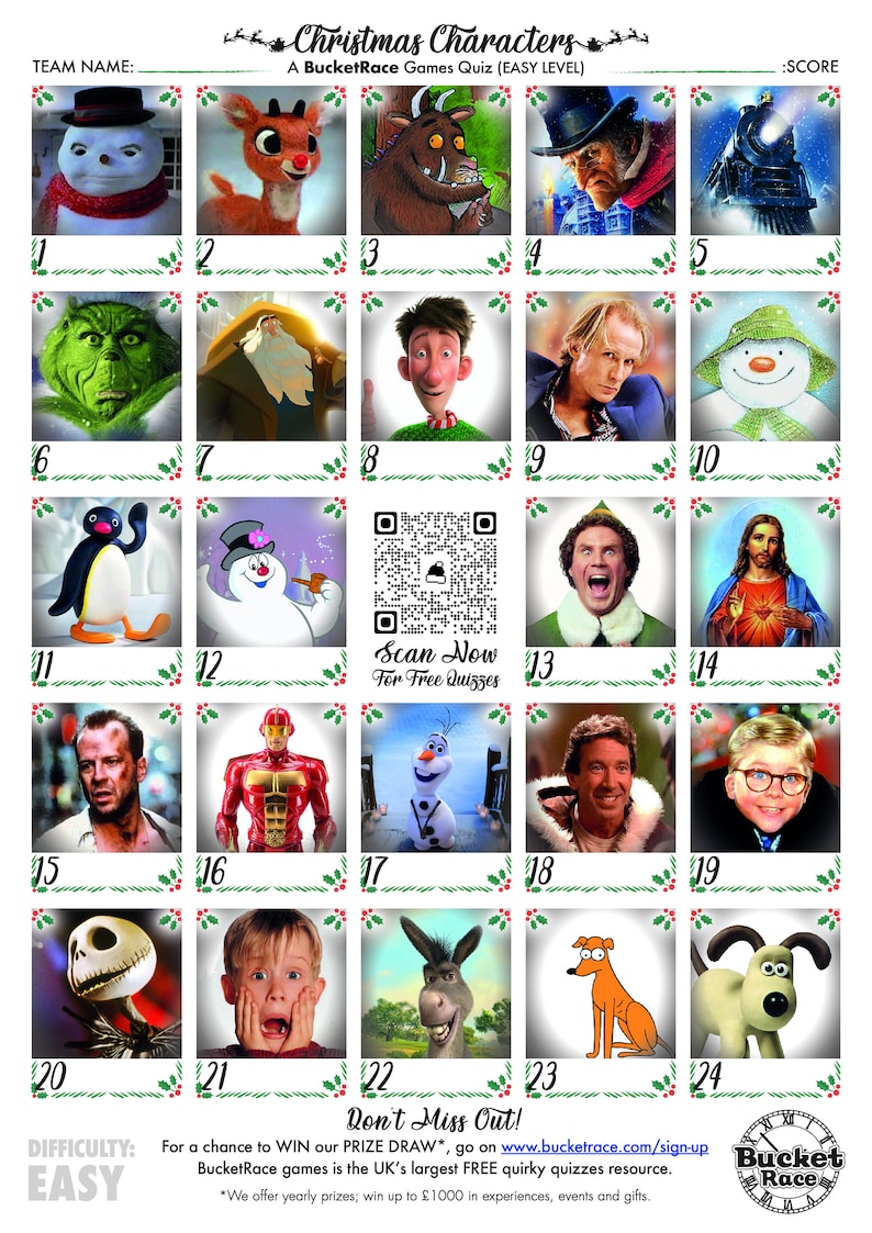 Printable Christmas Character Picture Quiz Pack - Etsy