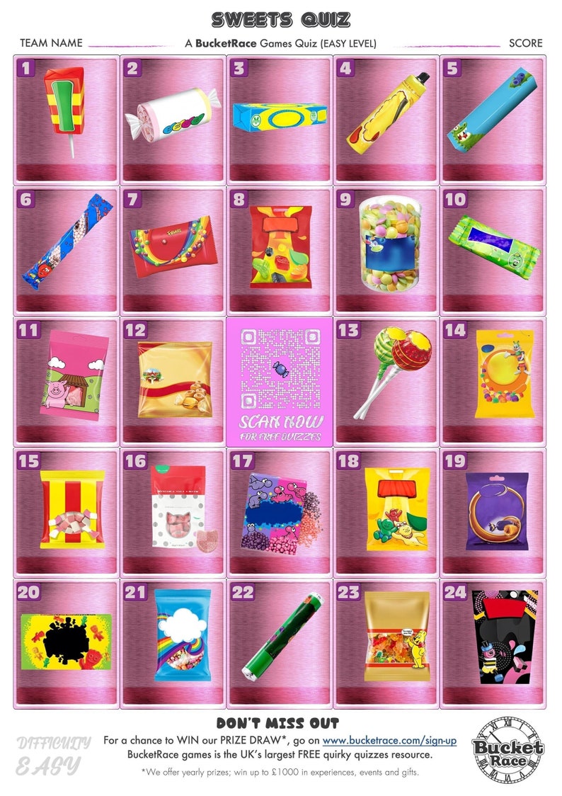 Printable Sweets Picture Quiz Easy Level - Etsy