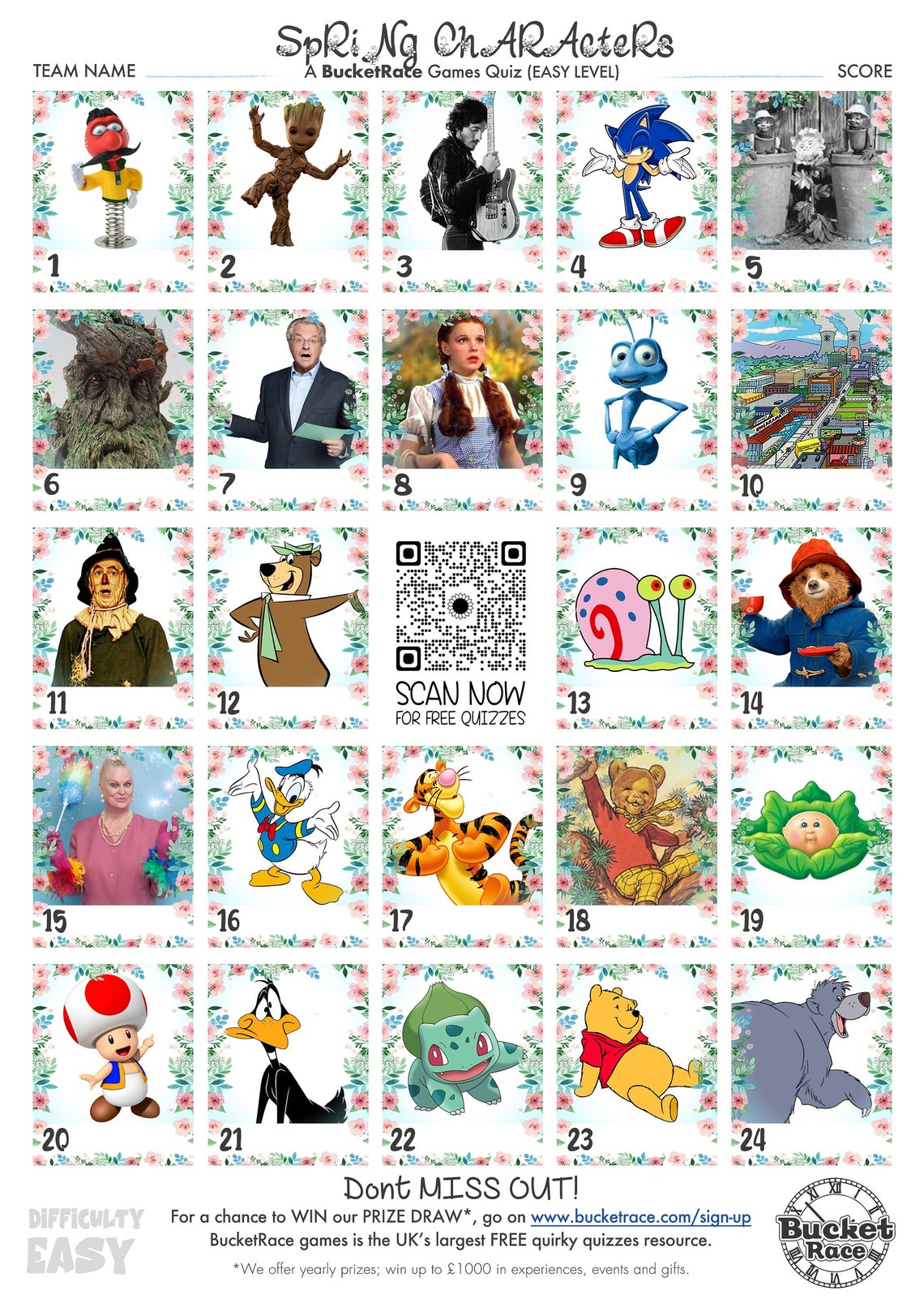 Printable Spring Character Picture Quiz Easy Level - Etsy