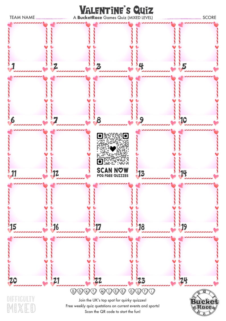 Editable Printable Valentine's Quiz Template (microsoft Word) - Etsy