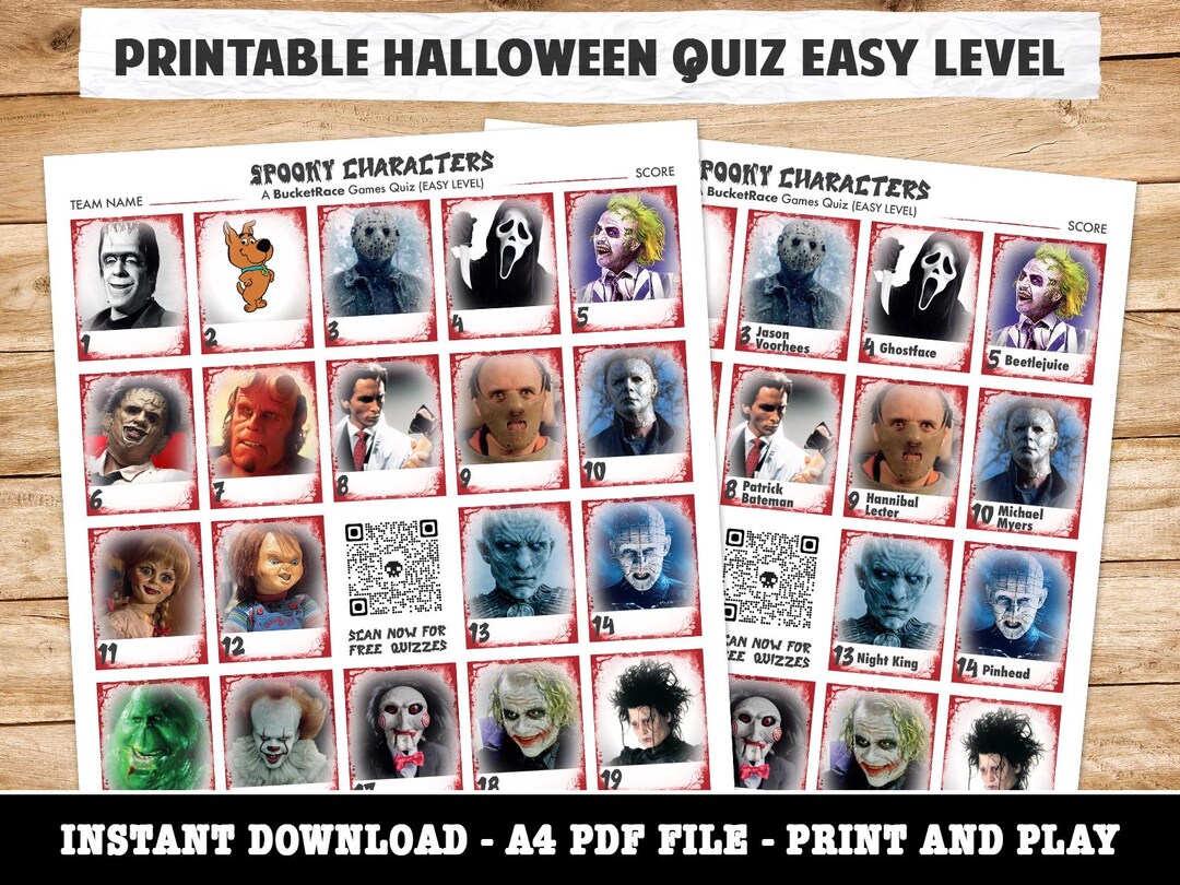 Printable Halloween Spooky Character Picture Quiz Easy Level - Etsy UK
