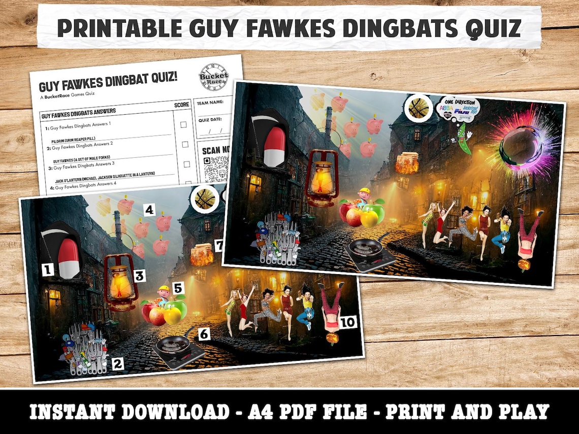 Printable Guy Fawkes Dingbats Quiz - Etsy