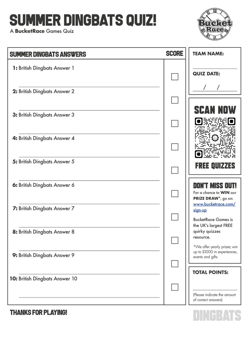 Printable British Dingbats Quiz - Etsy