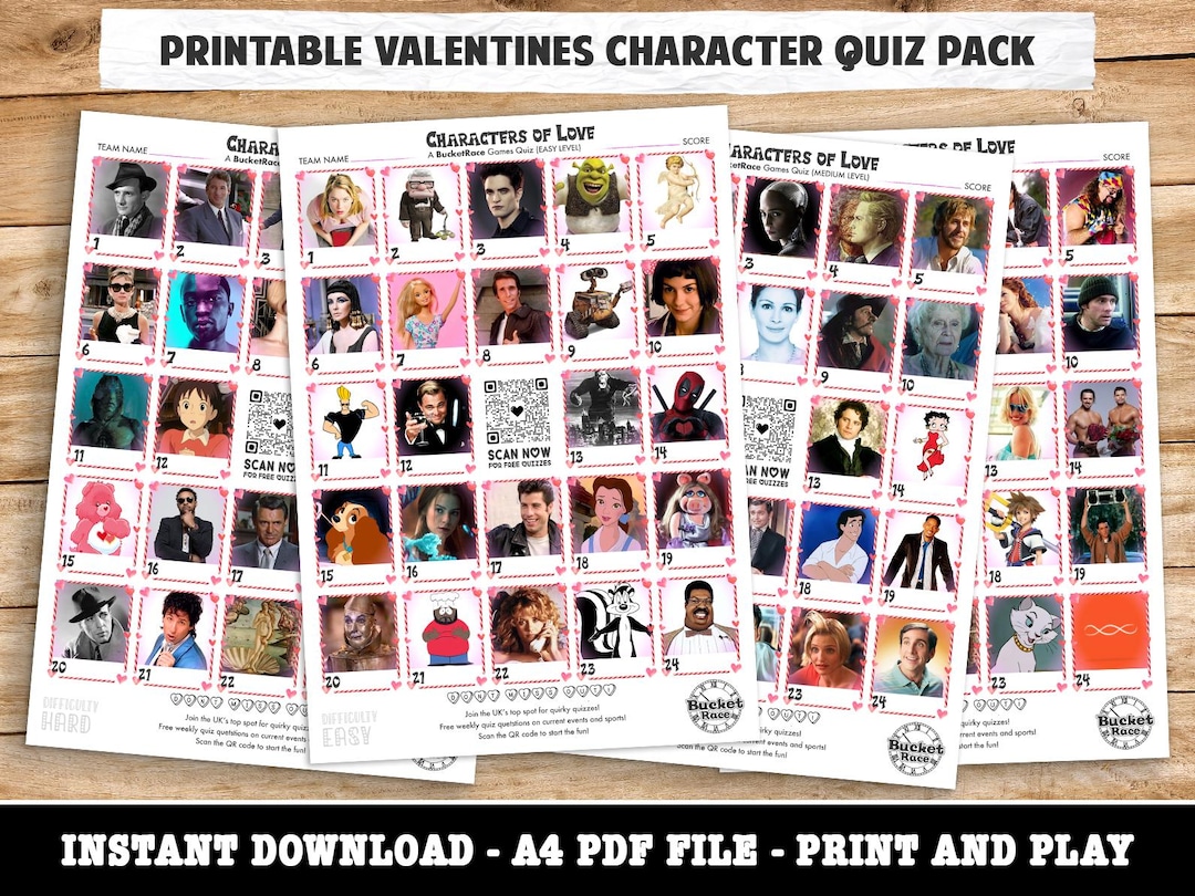 Printable Valentine's Picture Quiz Pack - Etsy