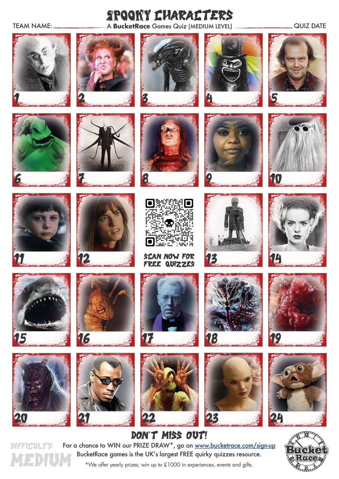 Printable Halloween Spooky Character Picture Quiz Medium Level - Etsy