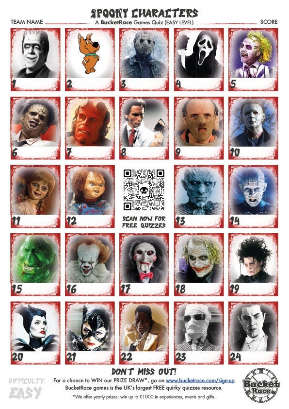 Printable Halloween Spooky Character Picture Quiz Easy Level - Etsy UK