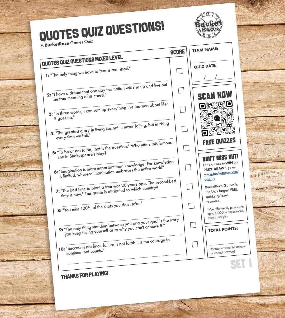 10 Quotes Quiz Questions and Answers Set 1 - Etsy