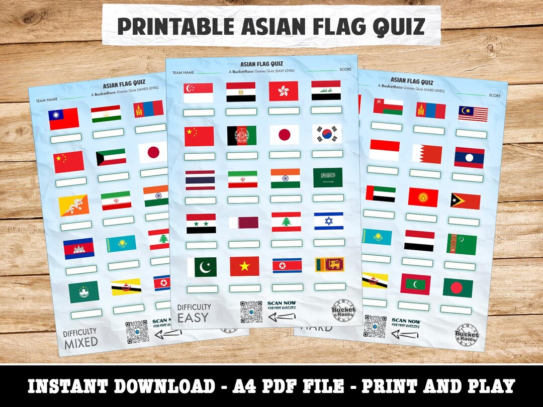 Asian Flag Quiz Pack - Etsy