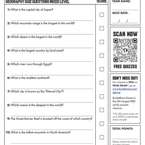100 Pub Quiz Questions and Answers Set 1 - Etsy UK