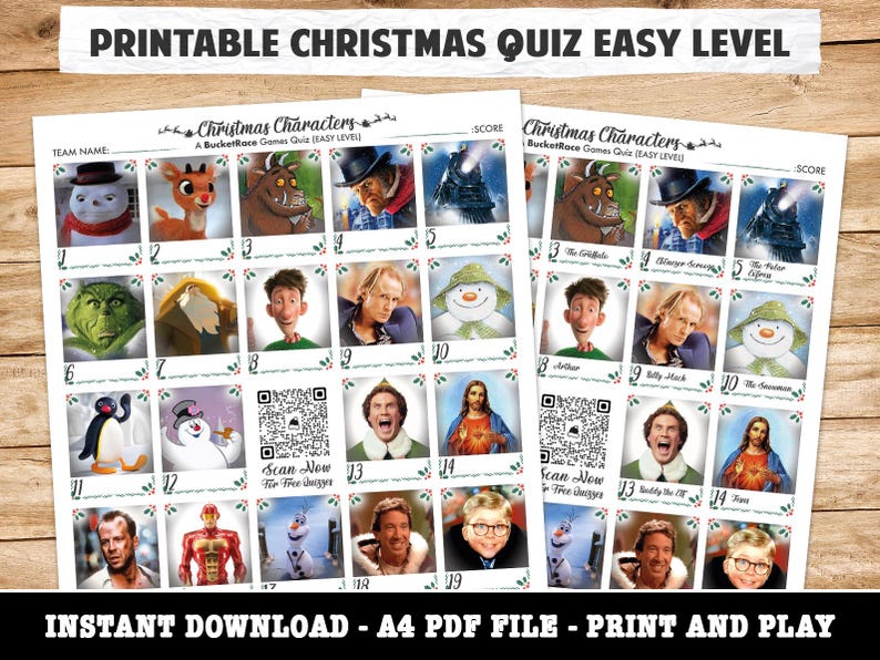Printable Christmas Character Picture Quiz Easy Level - Etsy